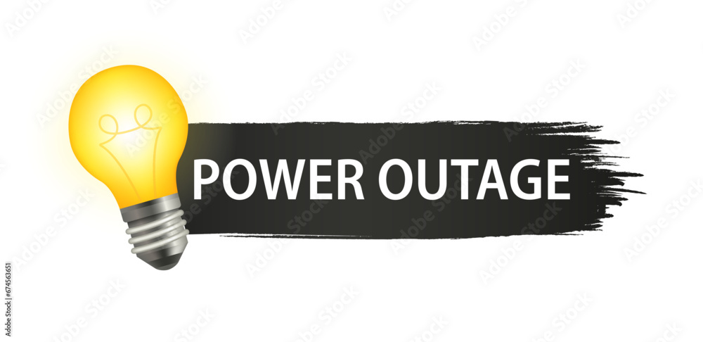 Banners "Power outages" on a black background and white background ...