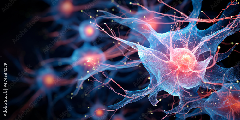 eural synapses with electrical impulses traveling across them Stock ...