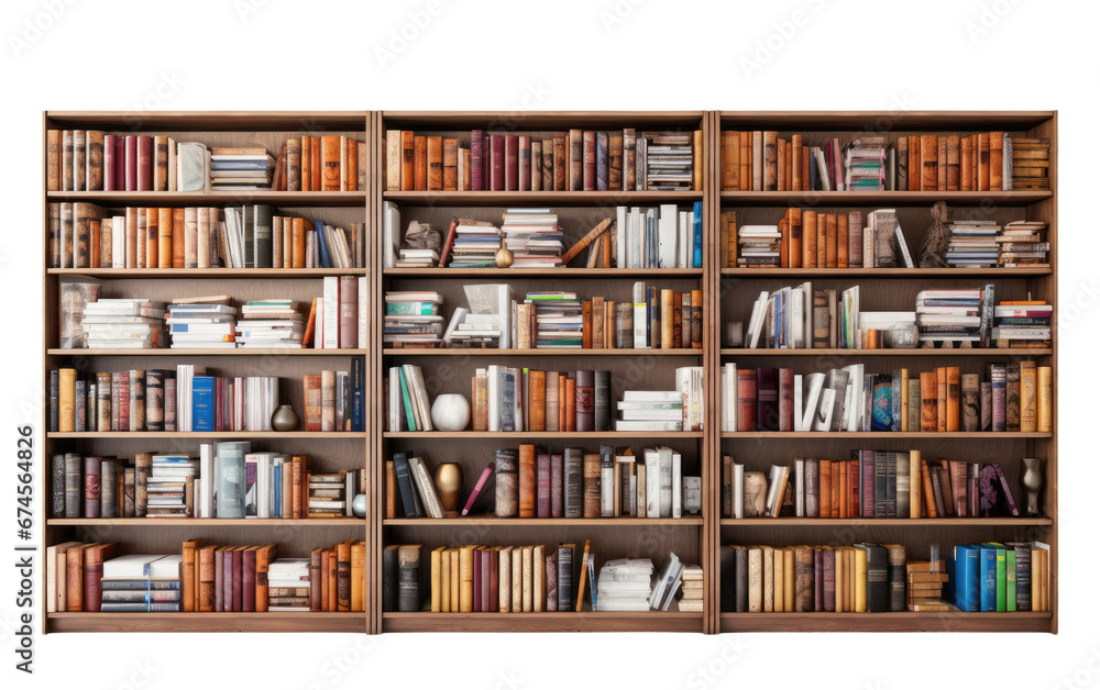Beautiful Multiple Books on a Bookshelf Isolated on Transparent ...