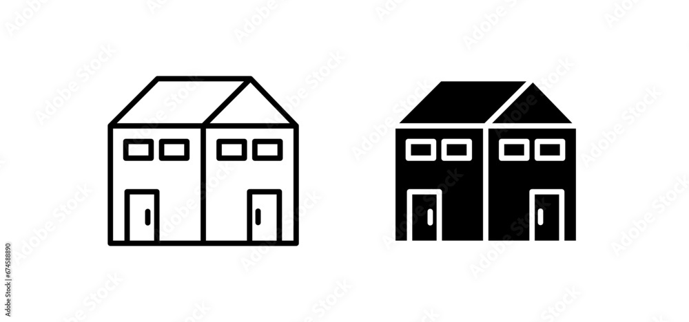 Duplex house line icon set. Multifamily real estate home symbol for UI ...