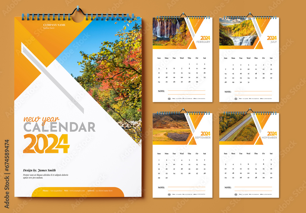 2024 Calender Layout Stock Template | Adobe Stock