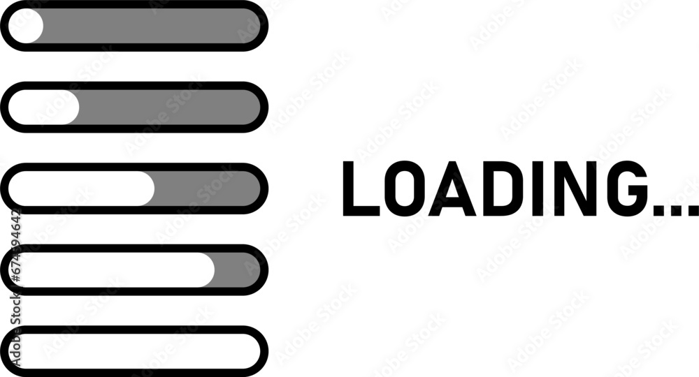 Loading Bar Loader Indicator Icon Set with Various Stages of the ...