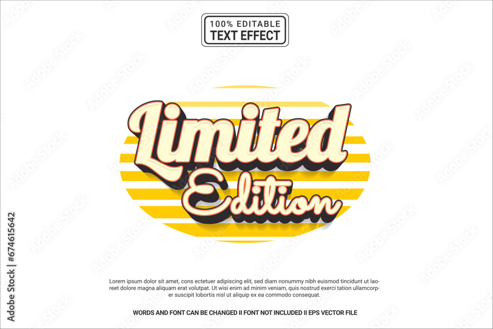 Editable text effect Limited Edition 3d cartoon template style modren premium vector Stock ...