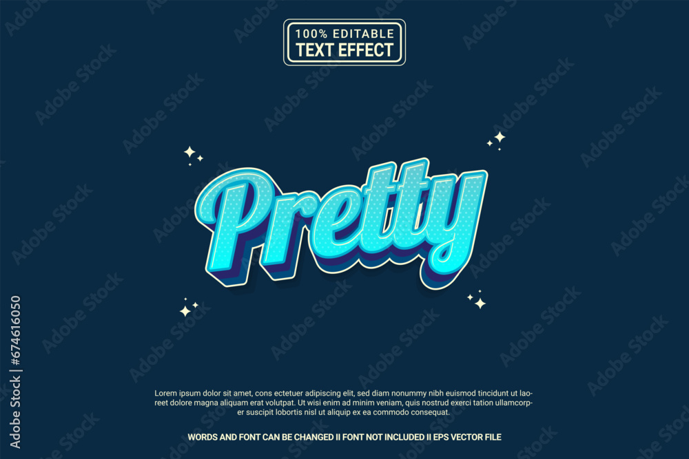 Editable text effect Pretty 3d cartoon template style modren premium ...
