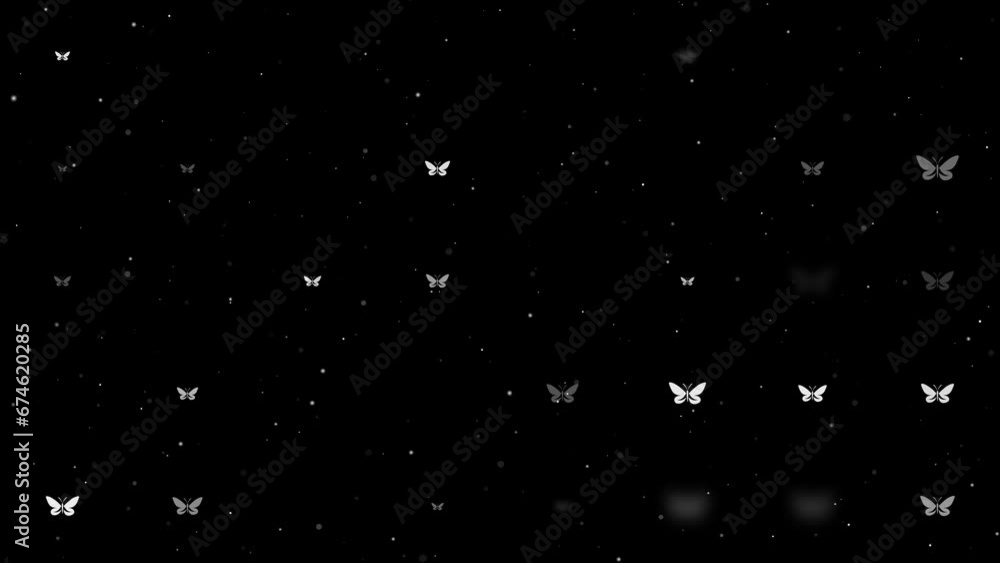 Template animation of evenly spaced butterfly symbols of different ...