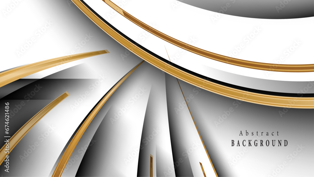 Abstract gold grey 3d lines on white background. Geometric stripe line ...