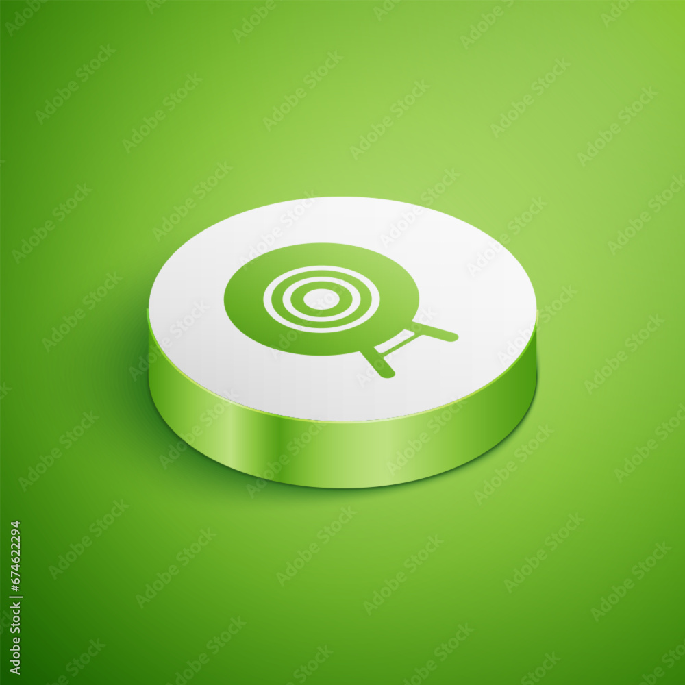 Isometric Target sport icon isolated on green background. Clean target ...