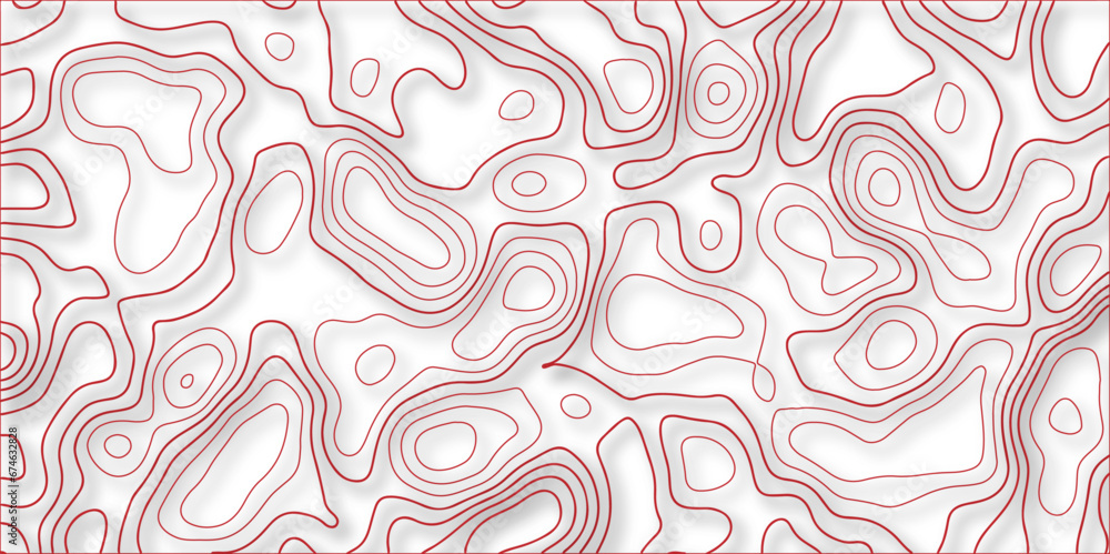 Red Contour map background. Vector geography scheme and terrain ...