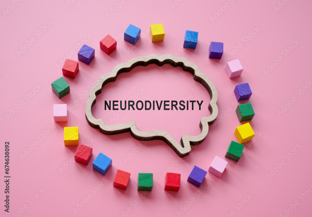 The outline of brain with the inscription neurodiversity is surrounded ...
