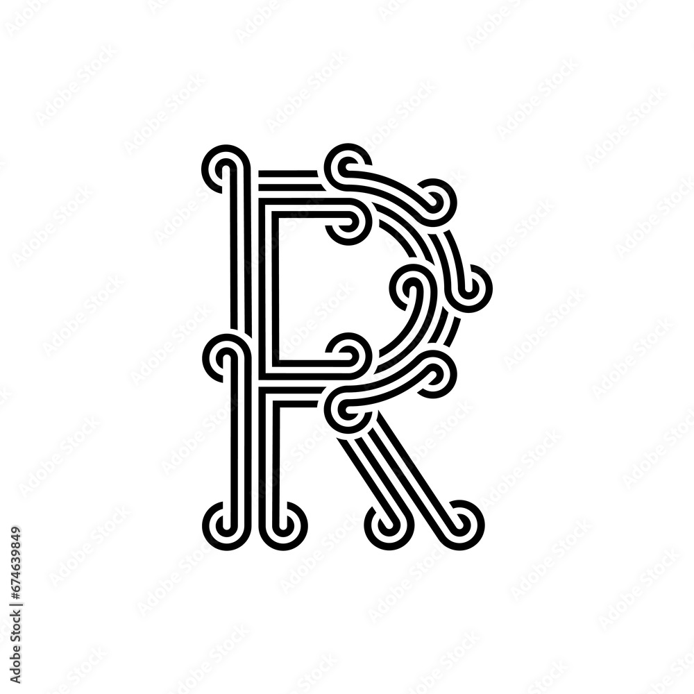 the logo consists of the letter R and wave combined. Outline and ...