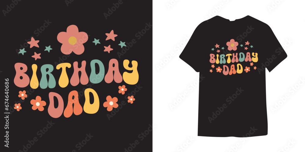 Vetor de Birthday dad groovy tshirt design, two groovy svg, birthday ...