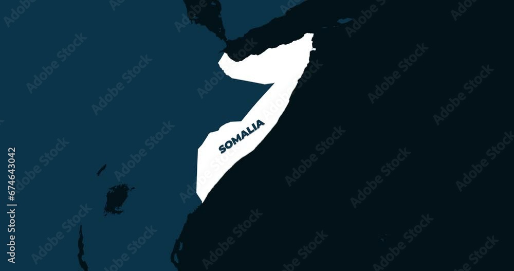 World Map Zoom In To Somalia. Animation in 4K Video. White Somalia ...
