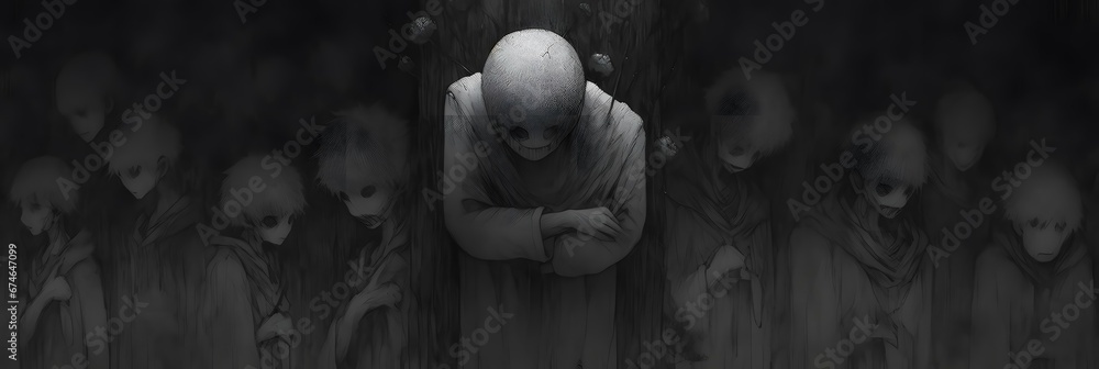 Dark horror anime manga style illustration Stock Illustration | Adobe Stock