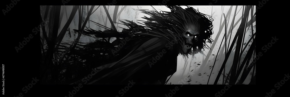 Horror Anime Manga style wallpaper background design art Stock ...