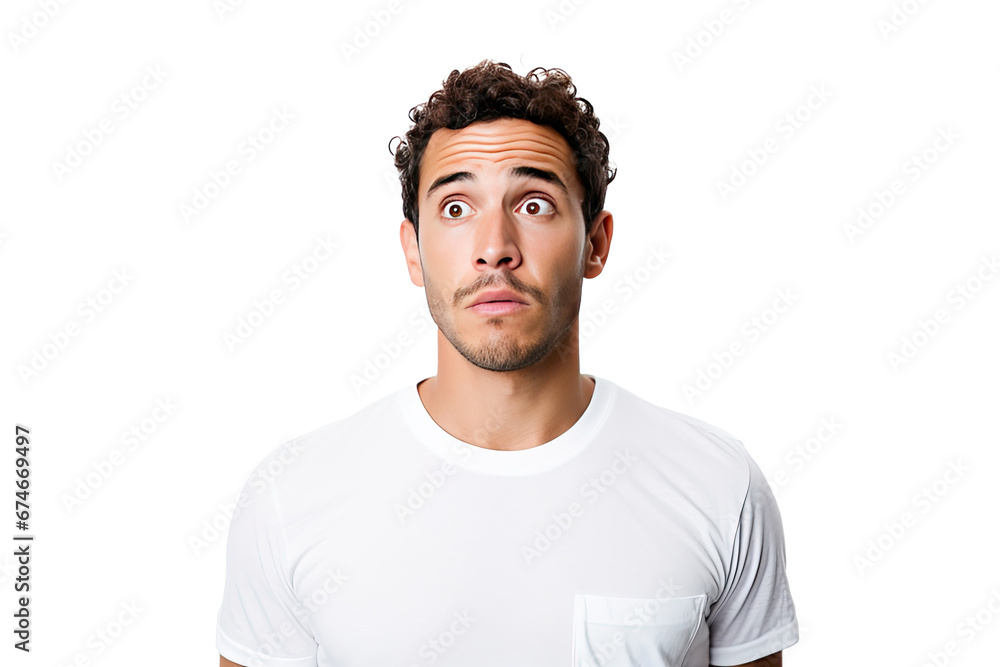 Studio portrait of upper half of a man showing facial expressions ...