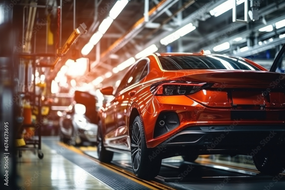 Assembly line for the production of modern cars. The final stage of ...