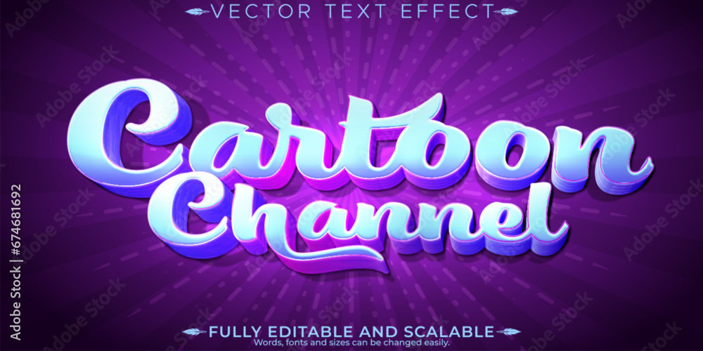 Cartoon channel text effect; editable funny and comic text style Stock ...