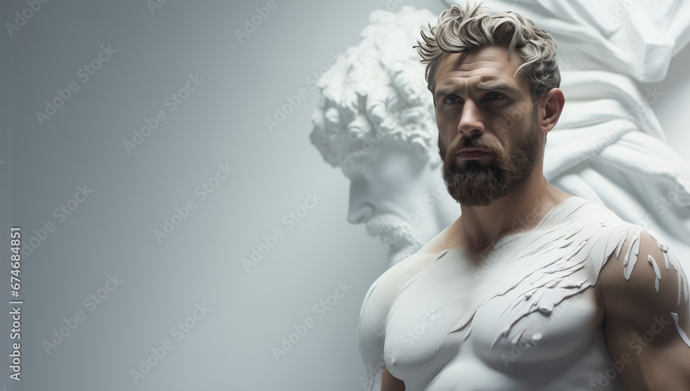 male model statue, roman strength, strong look, man, jock, strongman ...