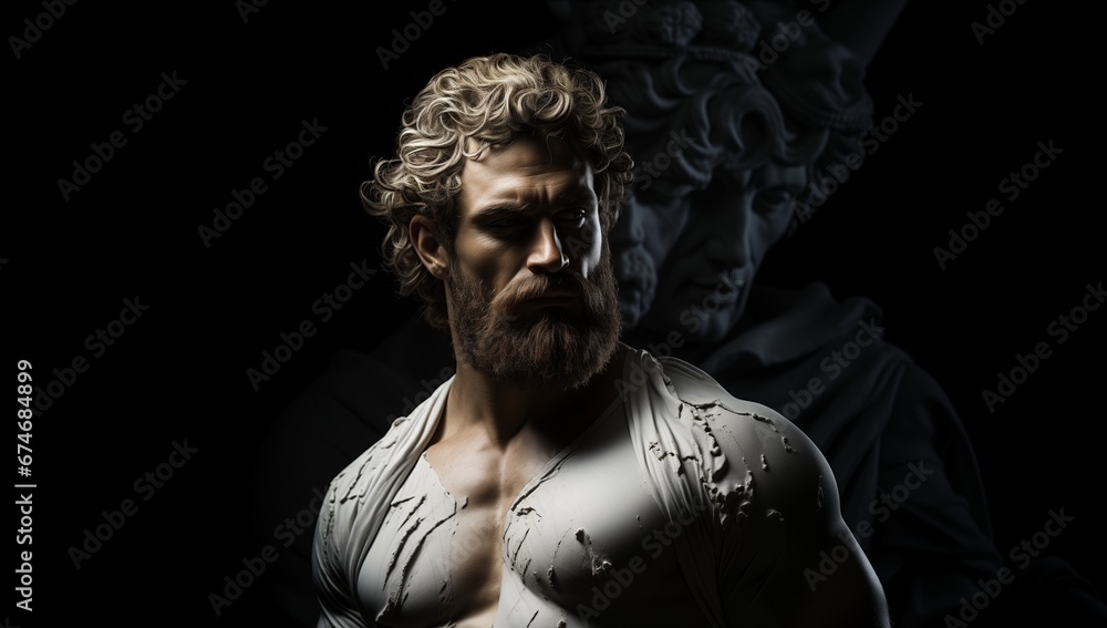 male model statue, roman strength, strong look, man, jock, strongman ...