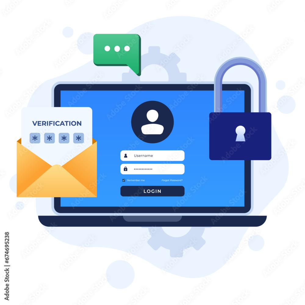 Two-step verification flat illustration vector template, OTP ...