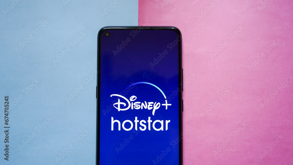 Disney plus hotstar app logo on smartphone device. disney+hotstar Stock ...