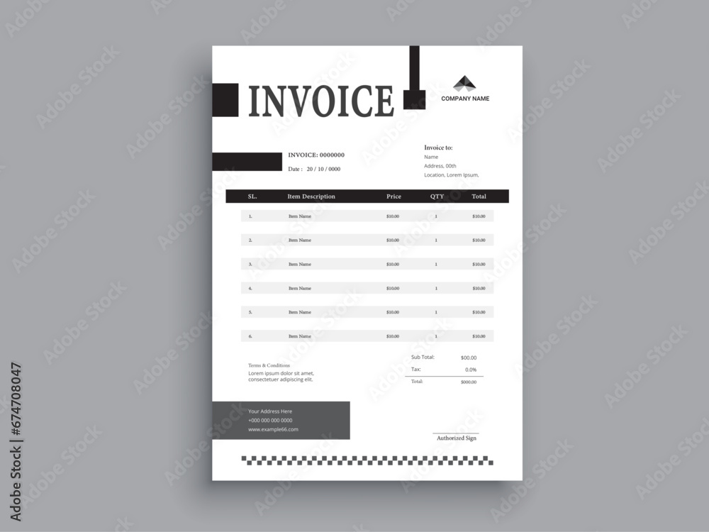 Invoice Design. Business invoice form template. Invoicing quotes, money ...
