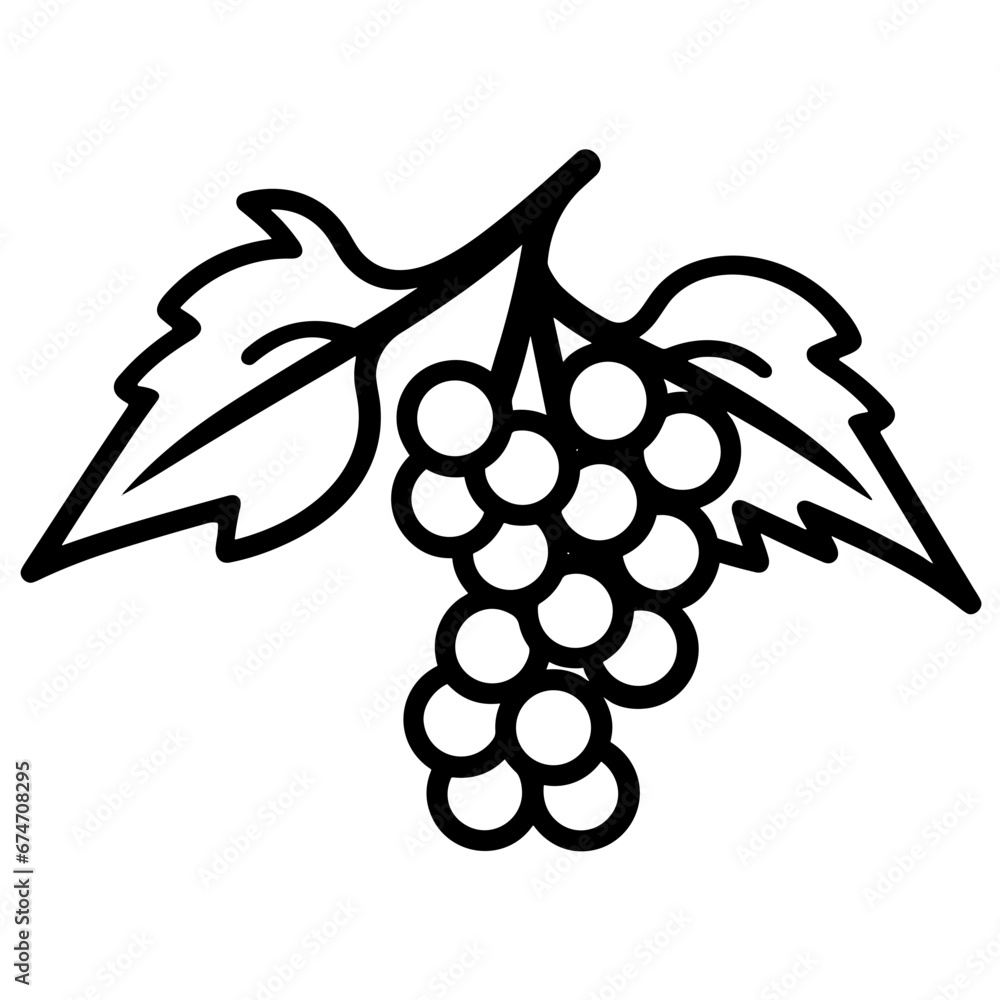 Simple Outline Illustration of Grape. SVG Vector Stock Vector | Adobe Stock