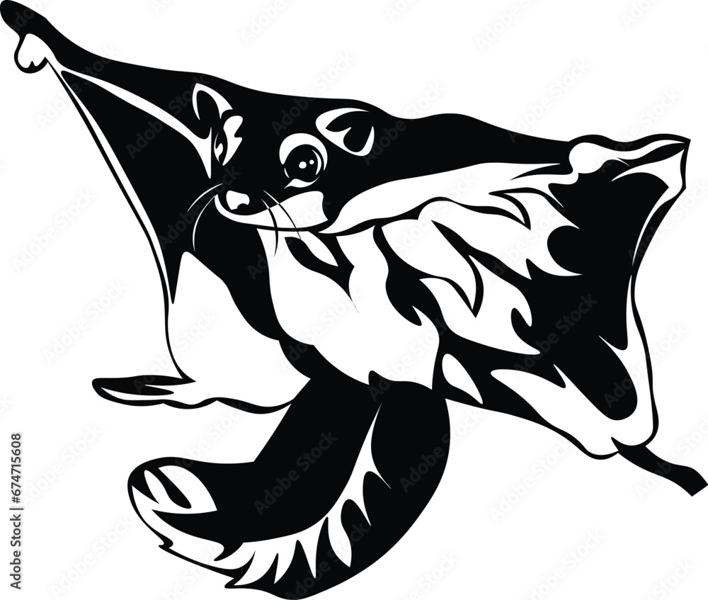 Cartoon Black and White Isolated Illustration Vector Of A Flying ...