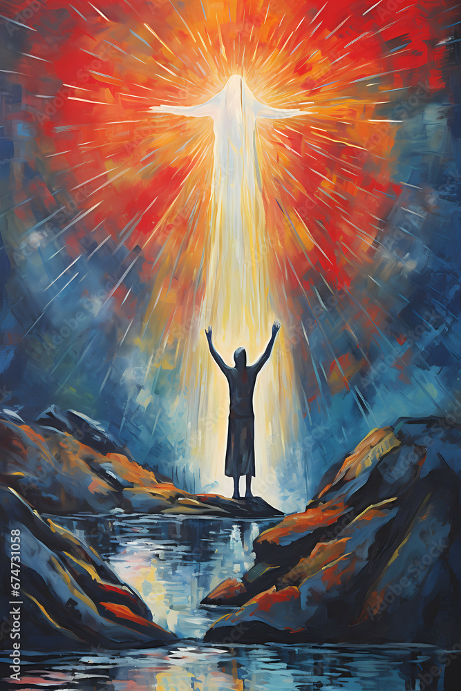 Jesus baptized in Jordan river by holy spirit biblical event ...