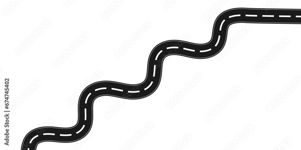 Top view on a curved highway road map. Roadmap diagram, SVG Vector ...