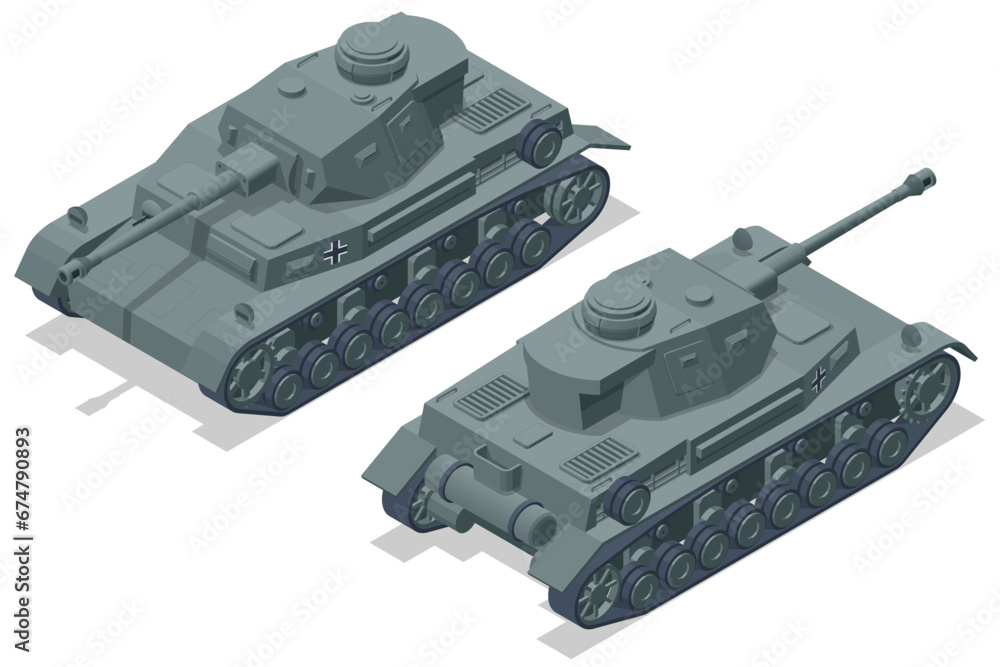 Isometric Germany Tank, Pz.Kpfw.IV Ausf G. Armoured fighting vehicle ...