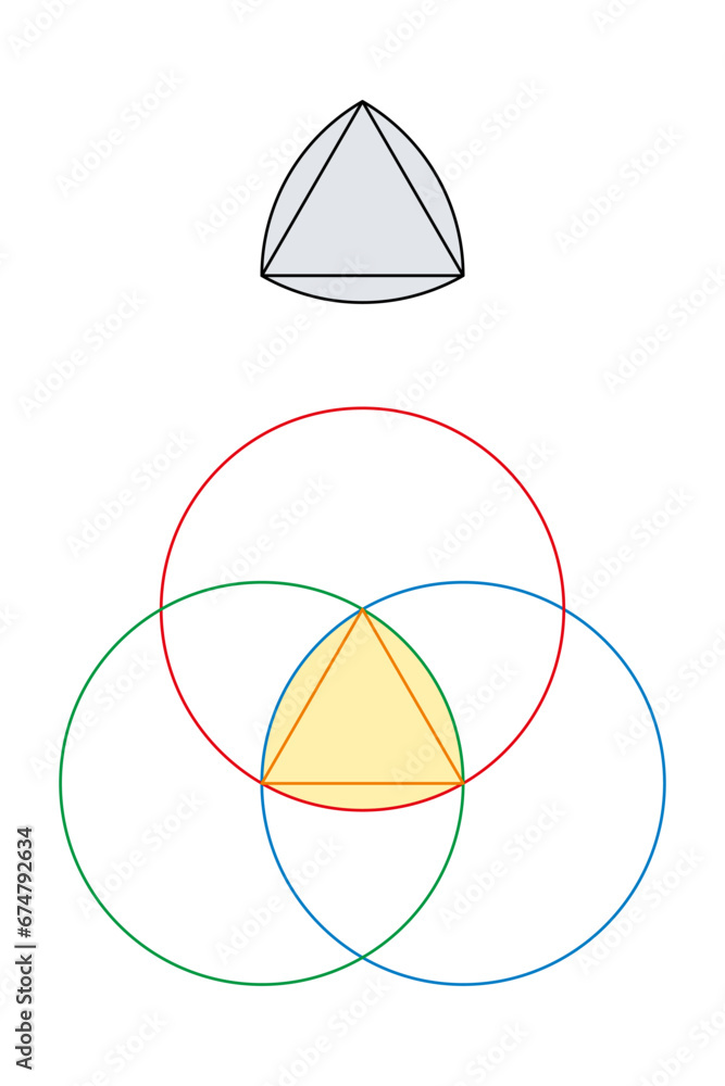 Reuleaux triangle, curved triangle with constant width. Based on an ...