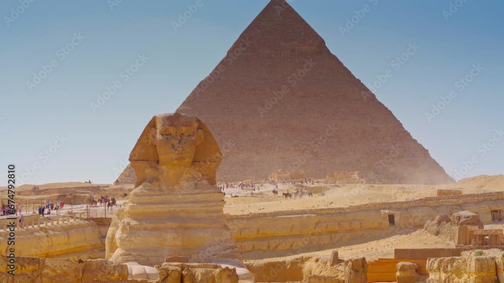 Vidéo Stock 4k, panoramic view of Great pyramid of Cheops and Great ...