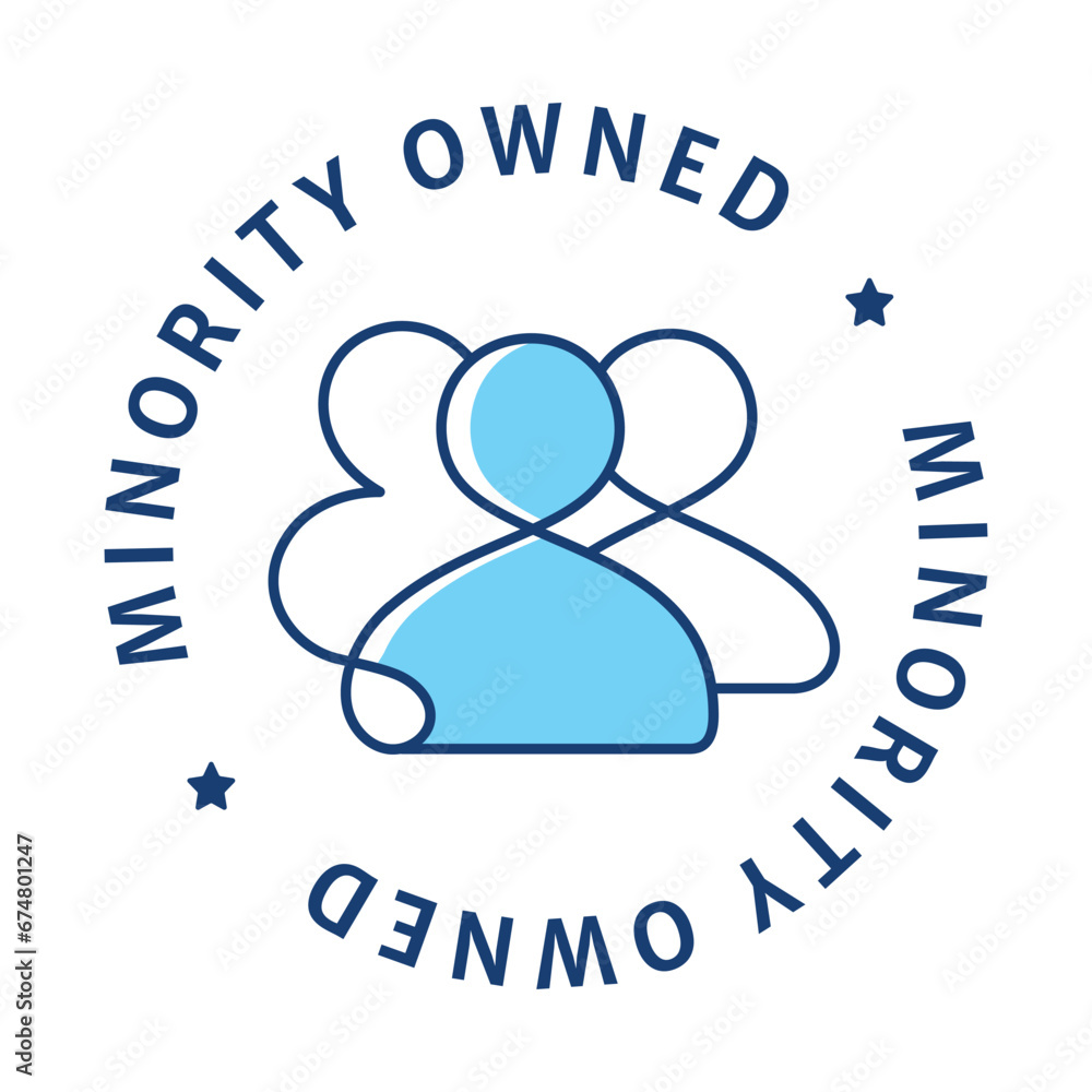 An icon showcasing a circular minority owned business seal ...