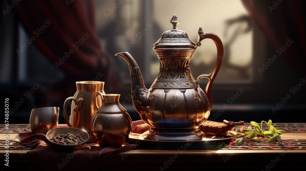 Arabic Coffee pot traditional. Saudi Coffee Dallah, A still life of ...