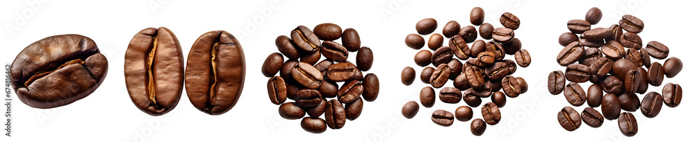 ภาพประกอบสต็อก Roasted coffee beans, group stack heap flat lay top view ...