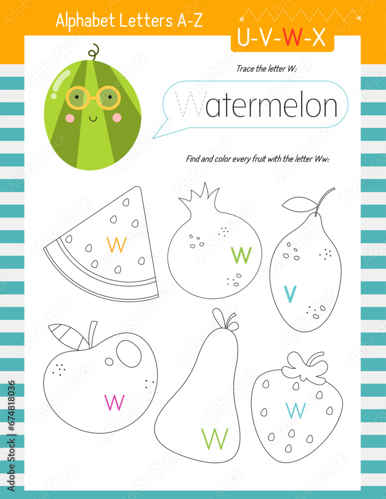 Letter Trace, find and color Worksheet for Kids Activity Book. For ...