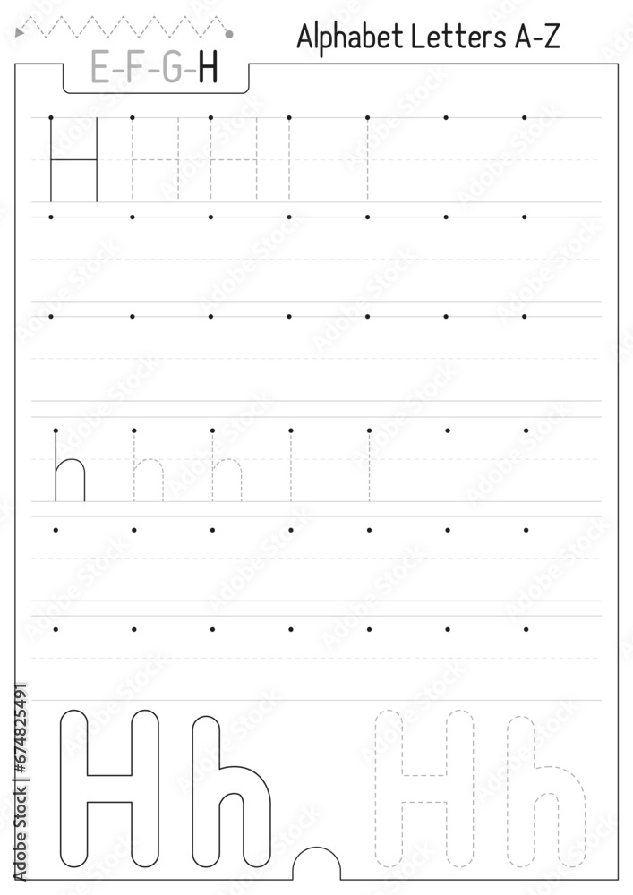 Handwriting and tracing practice for letter H. Tracing practice ...