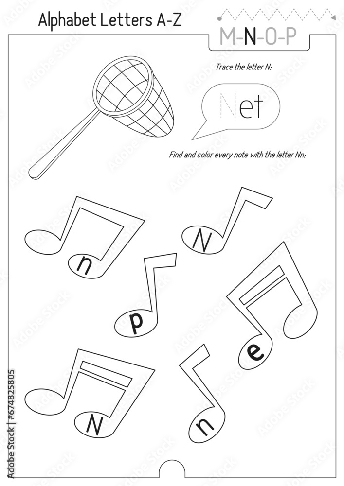 Letter Trace, find and color Worksheet for Kids Activity Book. For ...