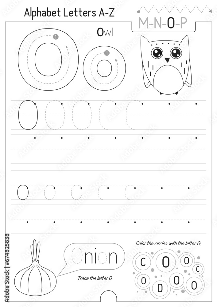 Letter Tracing Worksheet for Activity Book for kids. For Letter O upper ...