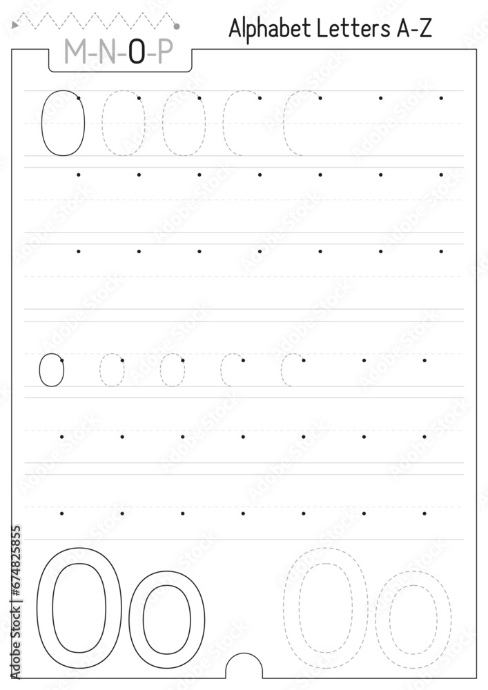 Letter Tracing Worksheet. For Letter O uppercase and lowercase ...