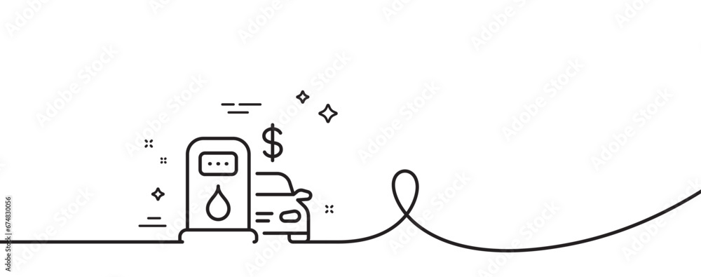 Filling station line icon. Continuous one line with curl. Gas station ...