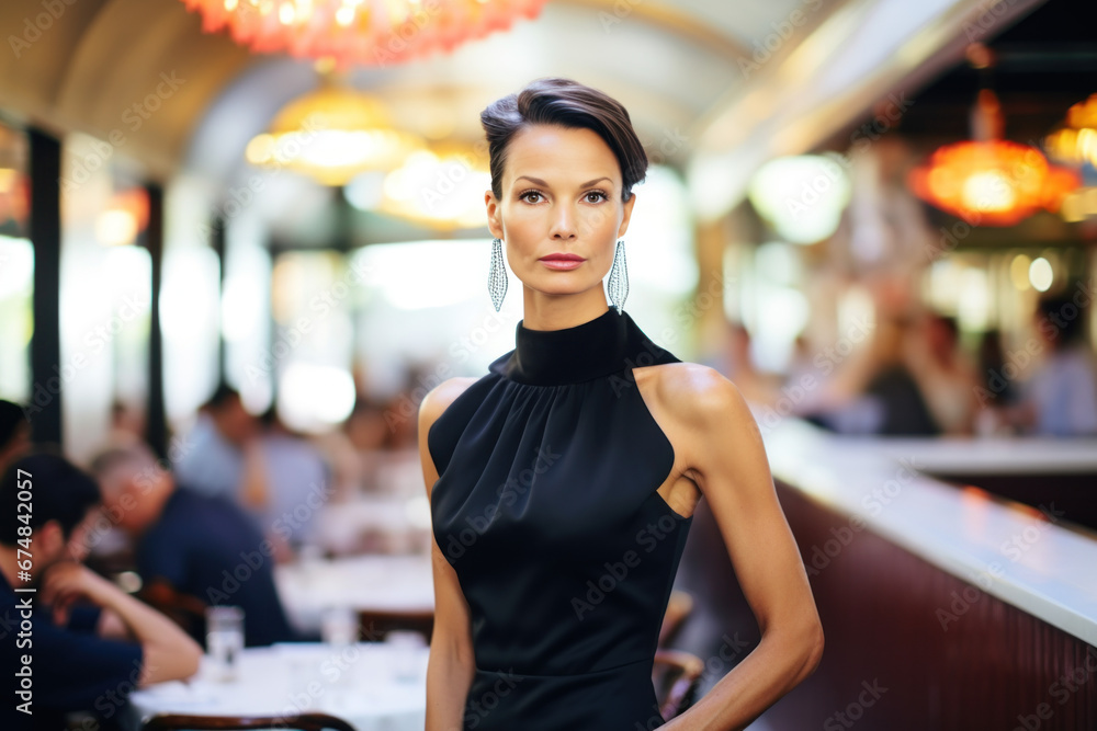 femme 50-60ans en tenue de soirée, élégante et raffinée dans un ...