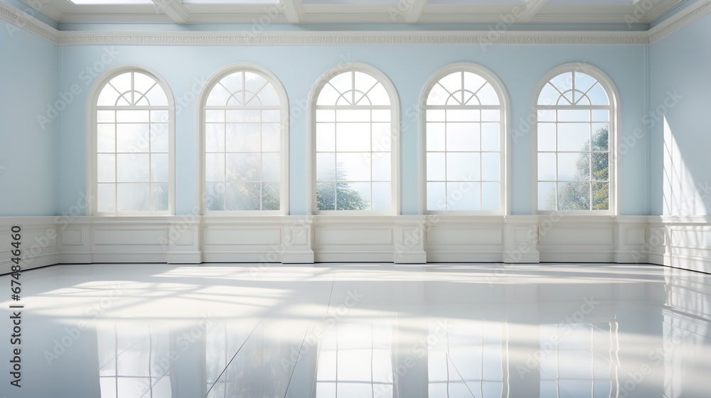 White professional studio background in home with windows and bright ...