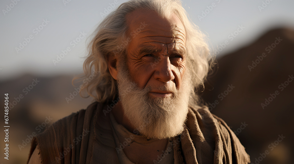A representation of the portrait of Moses as an elderly person in a ...