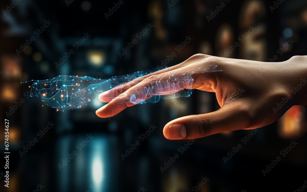 A virtual interface with touchpoints being activated by an unseen user ...