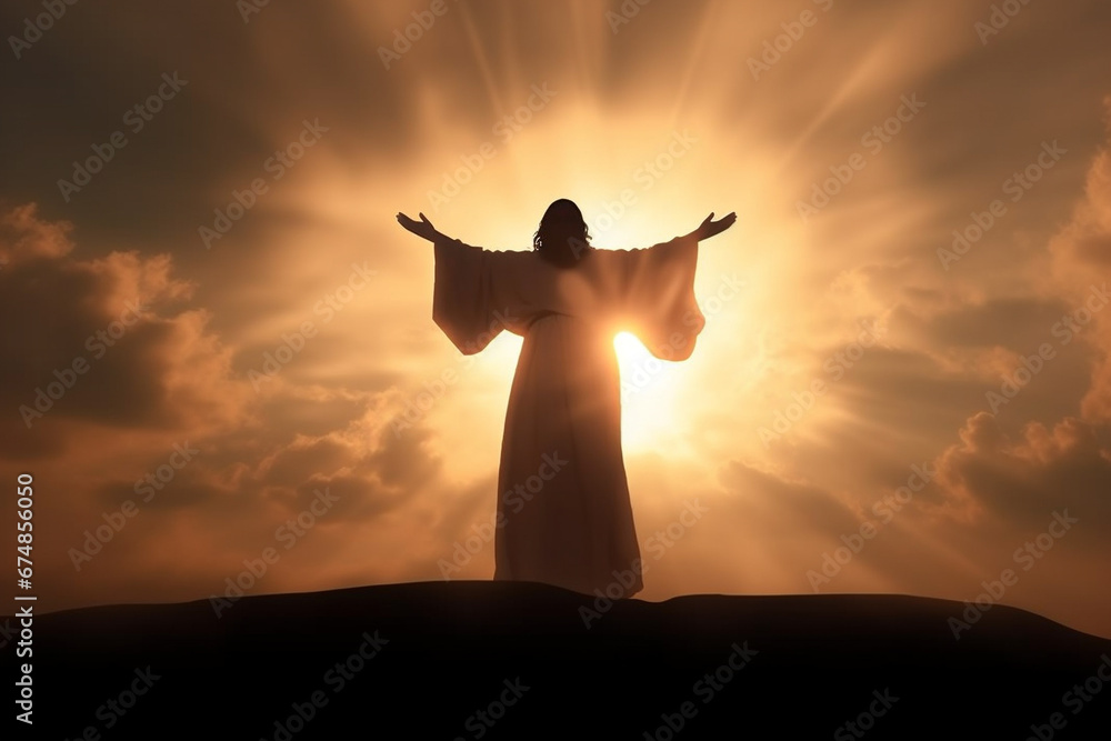 A profound representation of Jesus ascending to heaven, symbolizing the ...