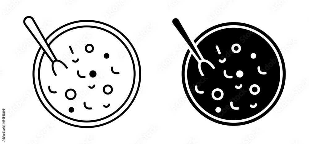 Red bean soup line icon set. Goulash soup symbol for UI designs. In ...