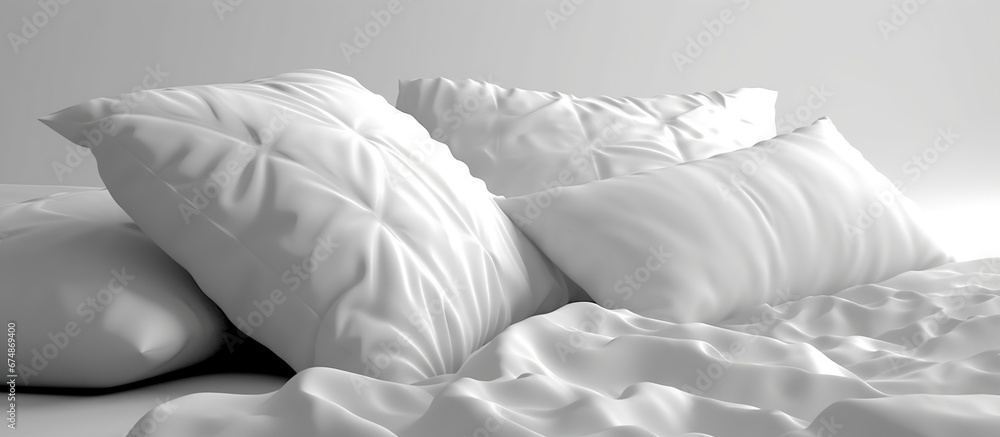 Realistic soft pillow sweet dream poster. White pillows and flying ...