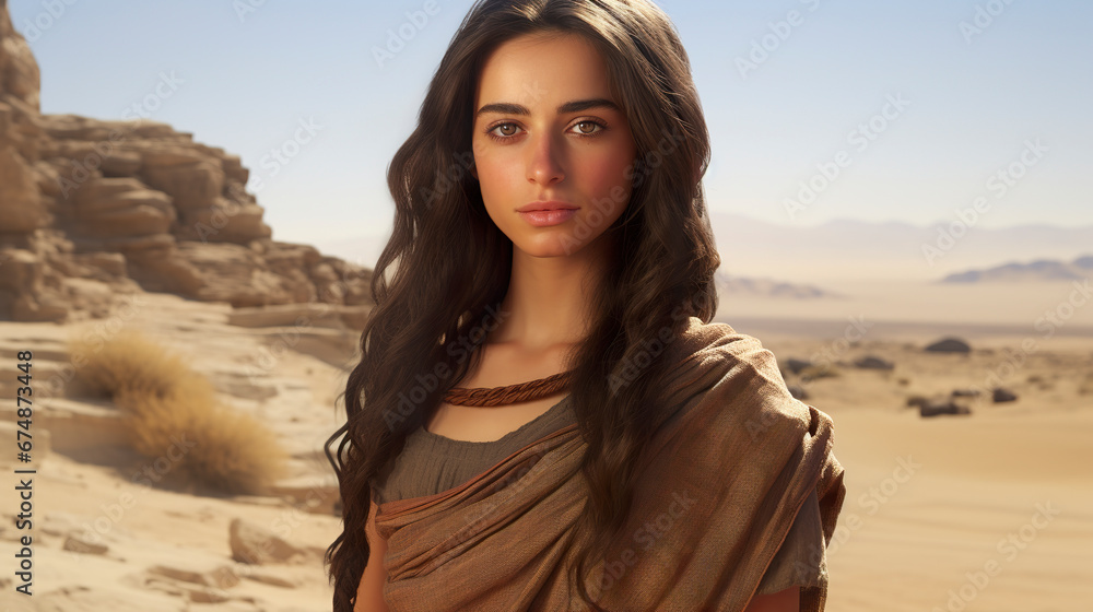 Representation of Dinah, daughter of Jacob, in the desert with a ...